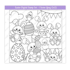 Easter Digital Stamps,easter Stamps,easter Clipart,easter Colouring ...