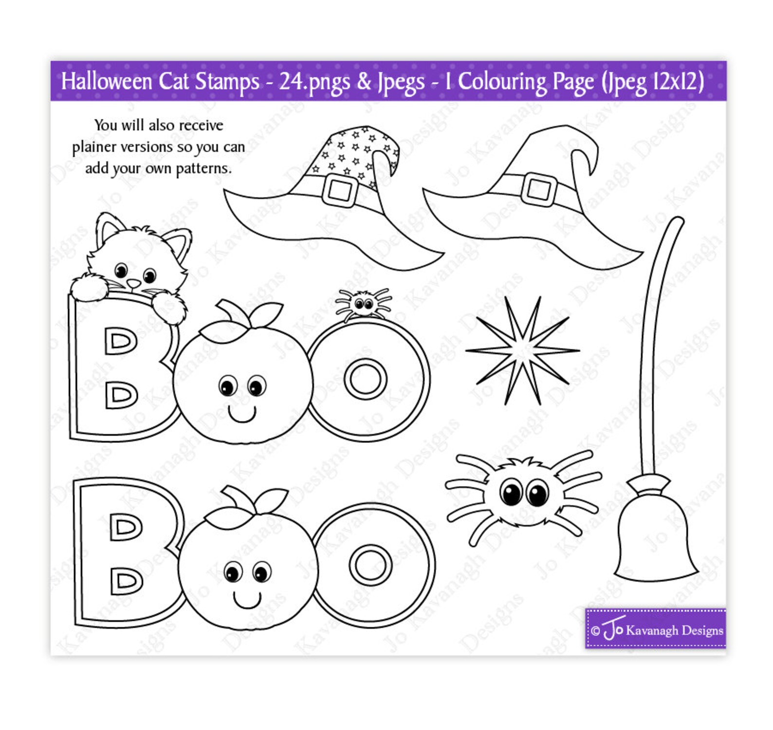 Halloween Digital Stamps Halloween Cat Digital Stamps Cat - Etsy