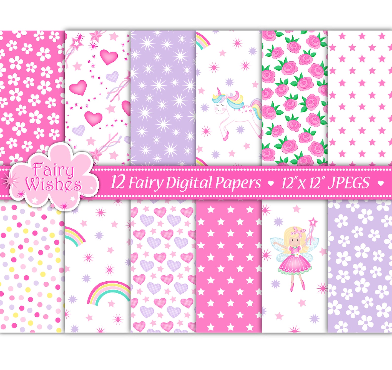 Fairy Digital Paper,fairy Paper Pack,digital Papers,unicorn Paper,fairy ...