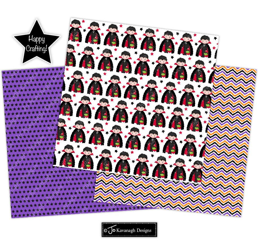Halloween Digital Papers, Halloween Patterns, Witch, Dracula, Zombie ...
