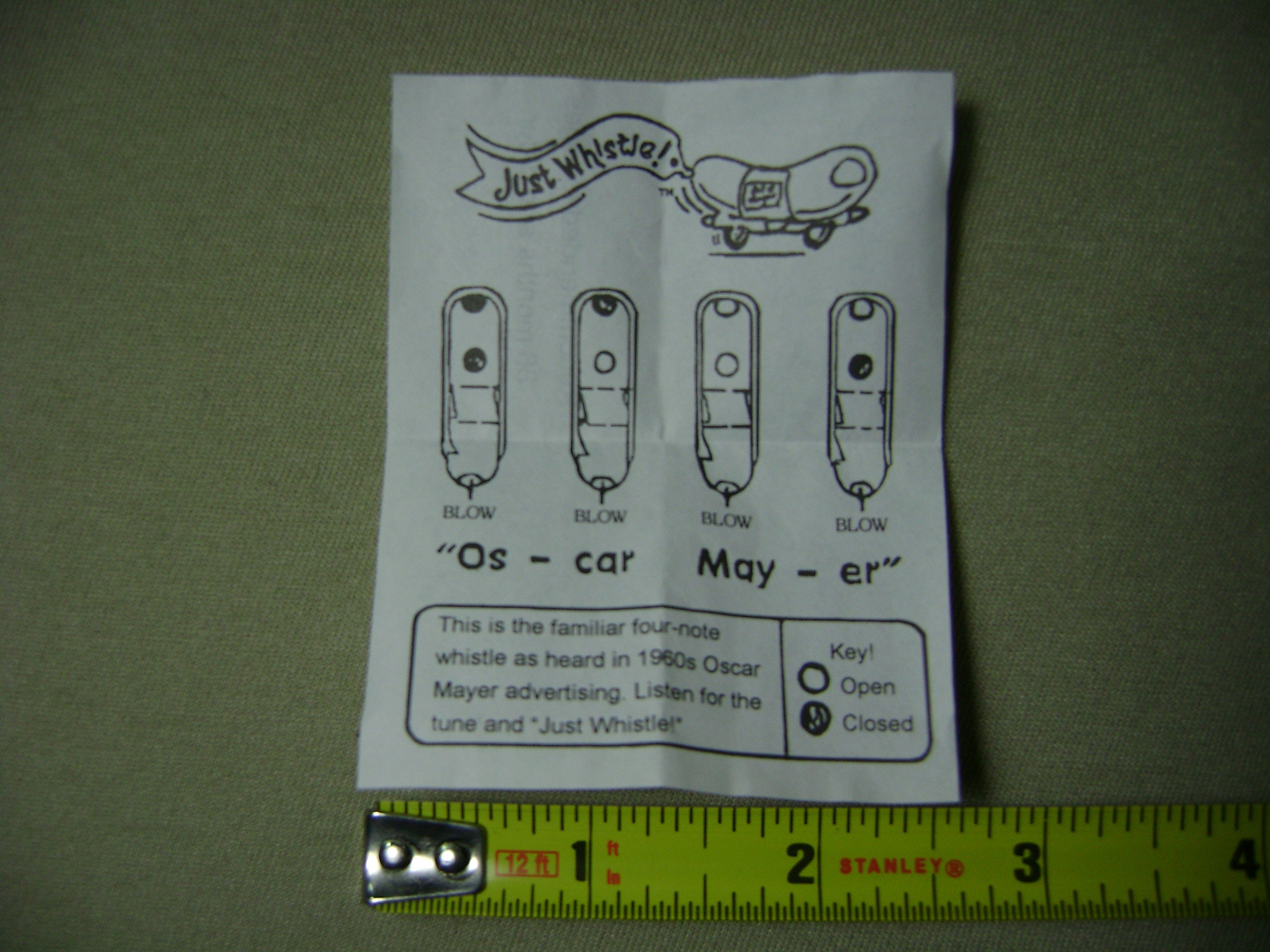 Vintage Oscar Mayer Wienermobile Whistle (NEW, Sealed) Weinermobile ...