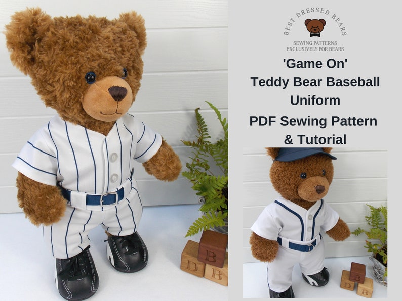 BASEBALL UNIFORM PDF Pattern for Teddy Bear. Fits Build A Bear | Etsy