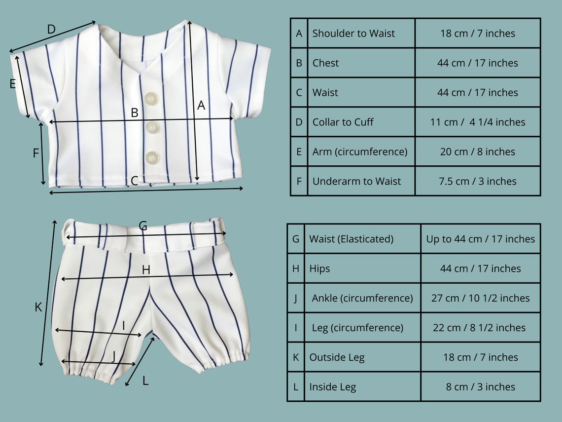 BASEBALL UNIFORM PDF Pattern for Teddy Bear. Fits Build A Bear - Etsy