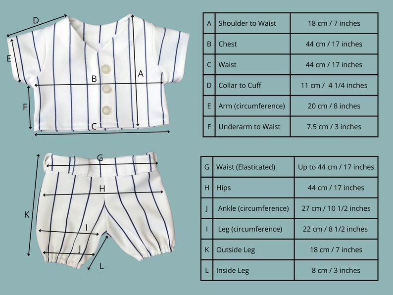 BASEBALL UNIFORM PDF Pattern for Teddy Bear. Fits 15-18 Inch Teddy ...