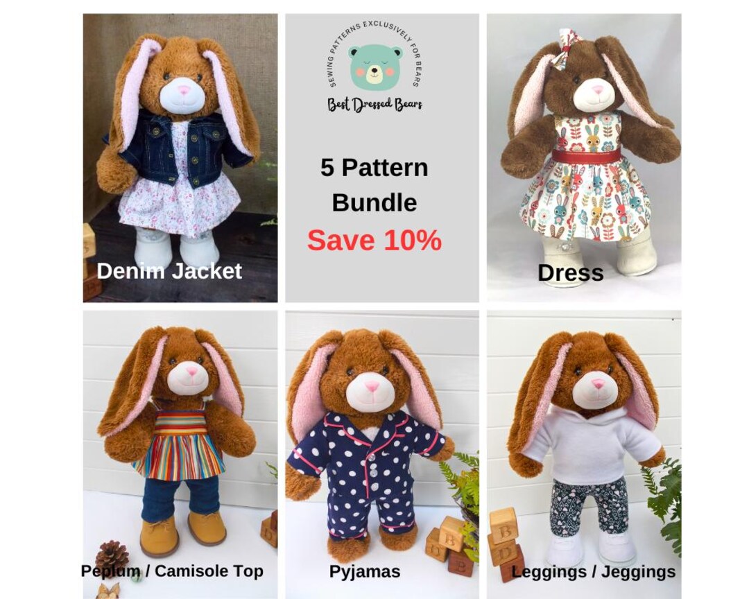 5 X PDF Patterns for Teddy Bear Clothes -SAVE 10% - (teddy Bear Clothes ...