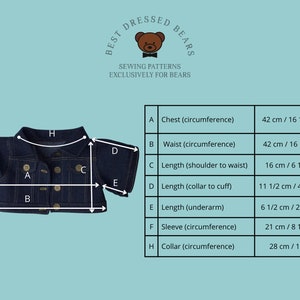 Teddy Bear Denim Jacket - PDF Pattern Fits 15-18 Inch Teddy Bears Such ...