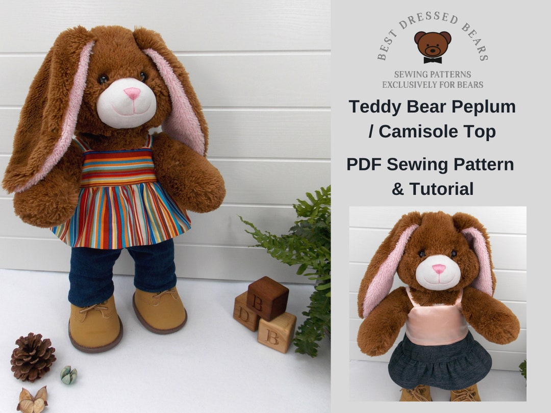 TEDDY BEAR TOP camisole / Peplum Top Pdf Pattern Fits 15-18 Inch Teddy ...