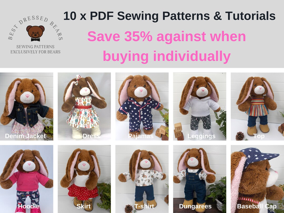10 X PDF Patterns for Teddy Bear Clothes SAVE 35% teddy - Etsy UK