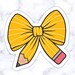 Back to School Coquette Pencil Bow Sticker | Back to School Sticker ...