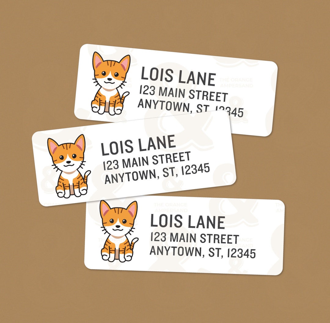 Customized Christmas Cute Orange Tabby Cat Return Address Labels - Etsy