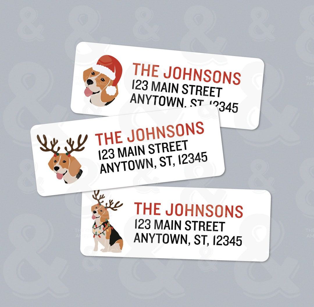 Customized Christmas Beagle Return Address Labels (3 Beagle Designs ...