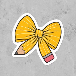 Back to School Coquette Pencil Bow Sticker | Back to School Sticker ...