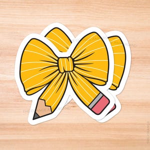 Back to School Coquette Pencil Bow Sticker | Back to School Sticker ...