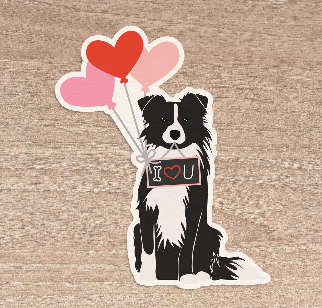Valentines Border Collie I Love You 3" Sticker - Etsy