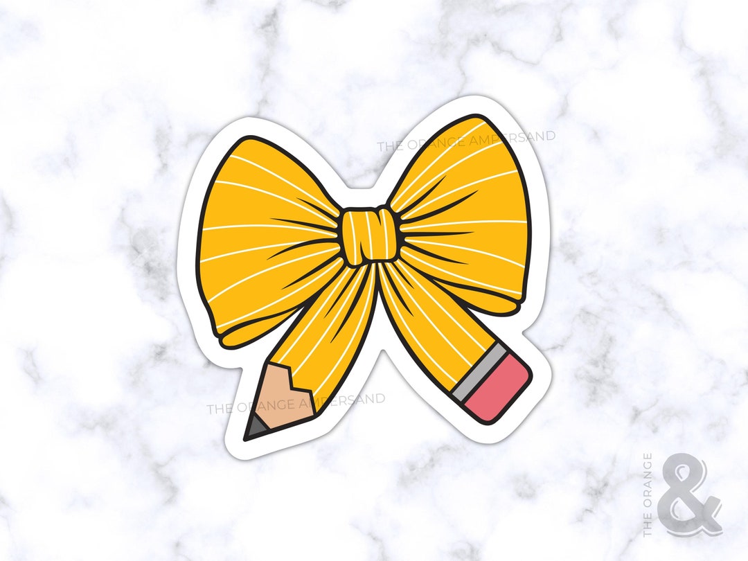 Back to School Coquette Pencil Bow Sticker | Back to School Sticker ...