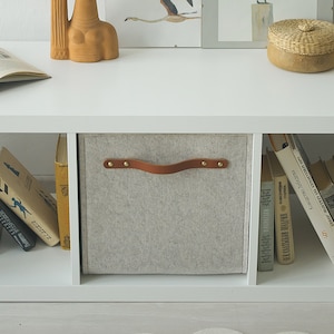 Felt Storage Box With Leather Handles/ Modern Organizer for Kallax and ...