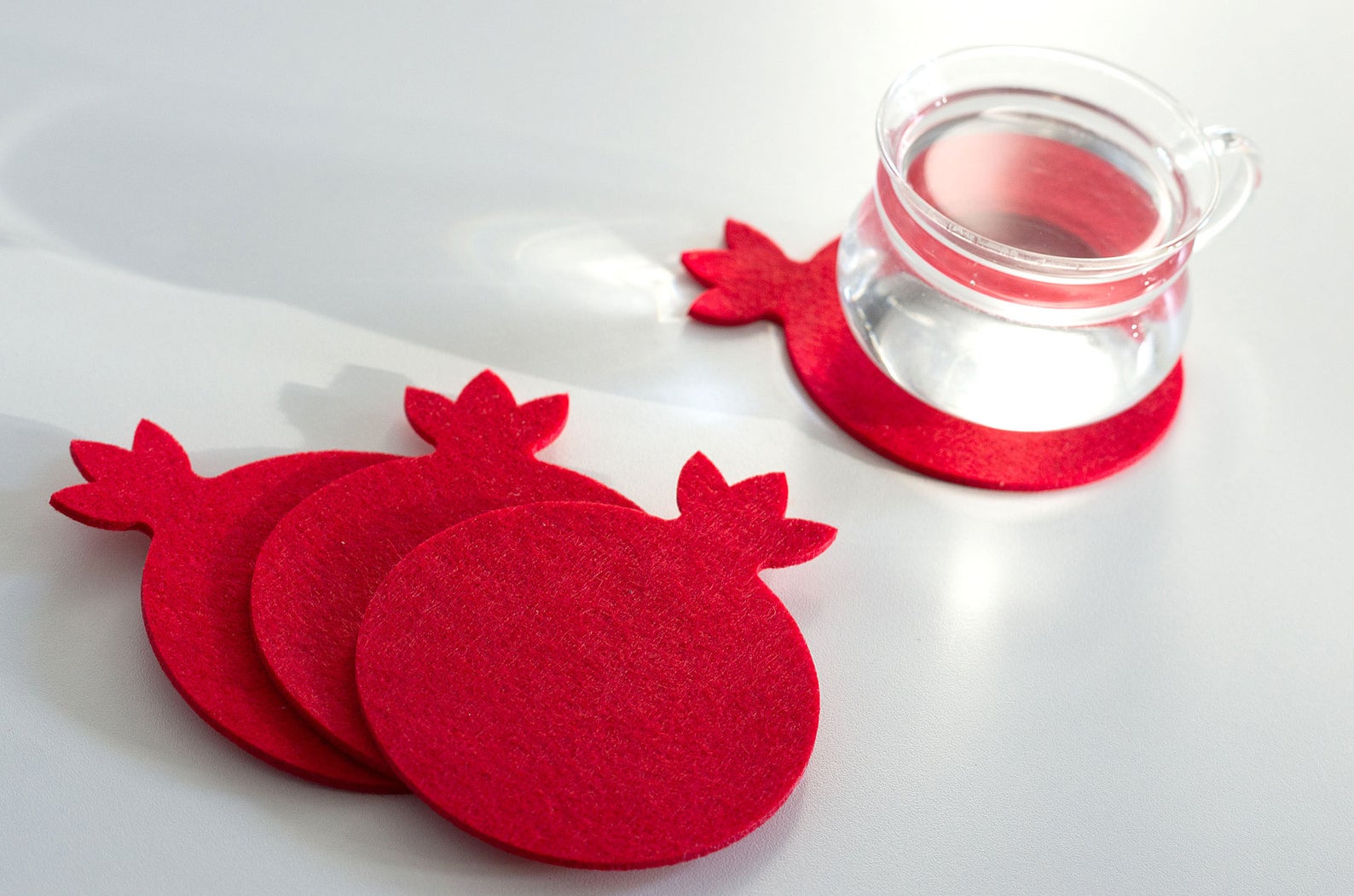 Red Coasters / Pomegranate / Felt Coasters / Red Decor - Etsy
