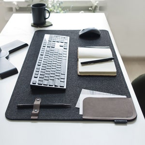 Felt and Leather Desk Mat / Desk Top Organizer Pad / Laptop Mat / Desk ...
