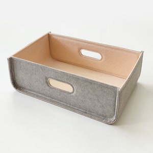 Felt Storage Basket / Stone + Color Inside Storage Bin / Clothes ...