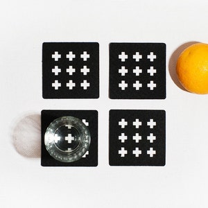 Square Coasters / Black Coasters / Set of 4 Coasters / Set of 6 ...