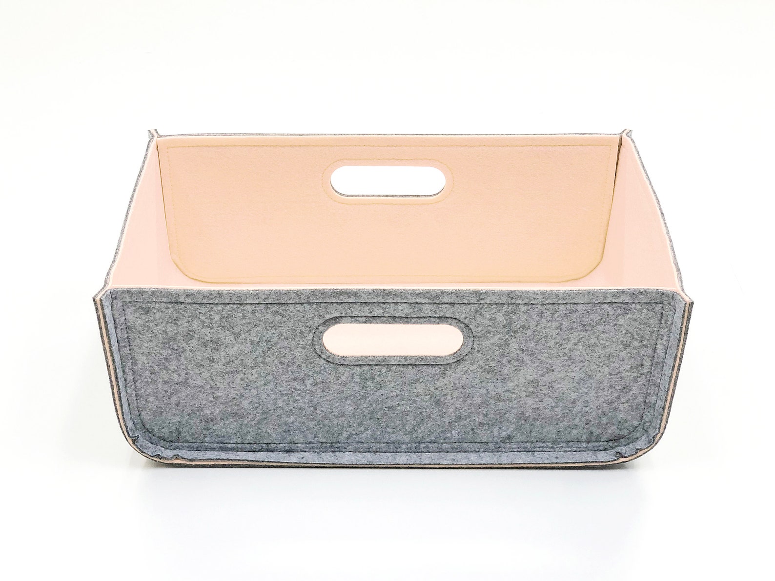 Felt Storage Basket / Light Gray Color Inside Storage Bin / - Etsy