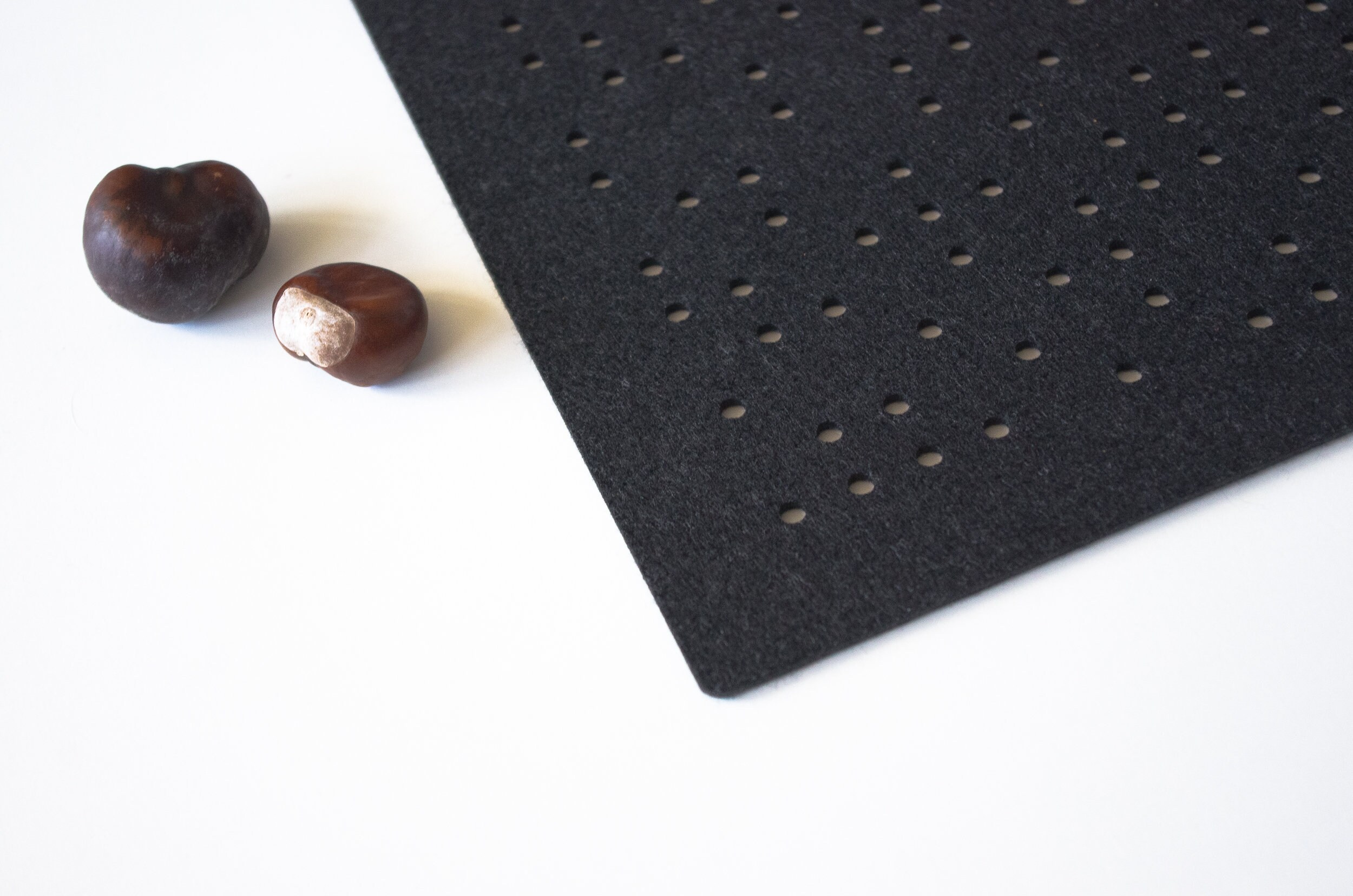 Black Placemats / Perforated Felt Mat / Minimalistic Home | Etsy