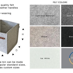Felt Storage Box With Leather Handles/ Modern Organizer for Kallax and ...