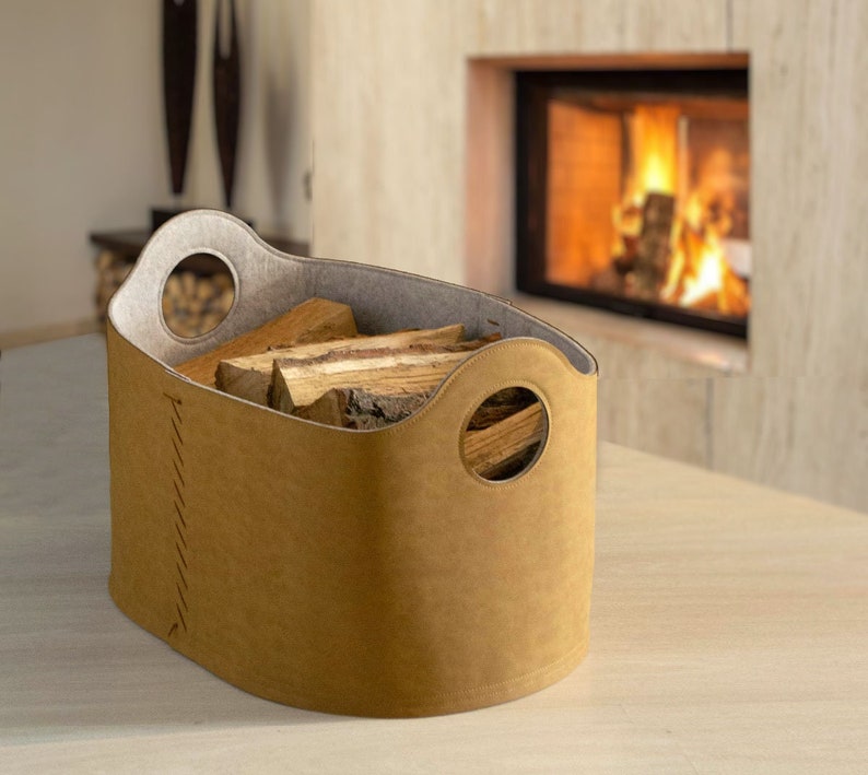 Modern Log Basket for Fireplace / Firewood Basket / Strong - Etsy