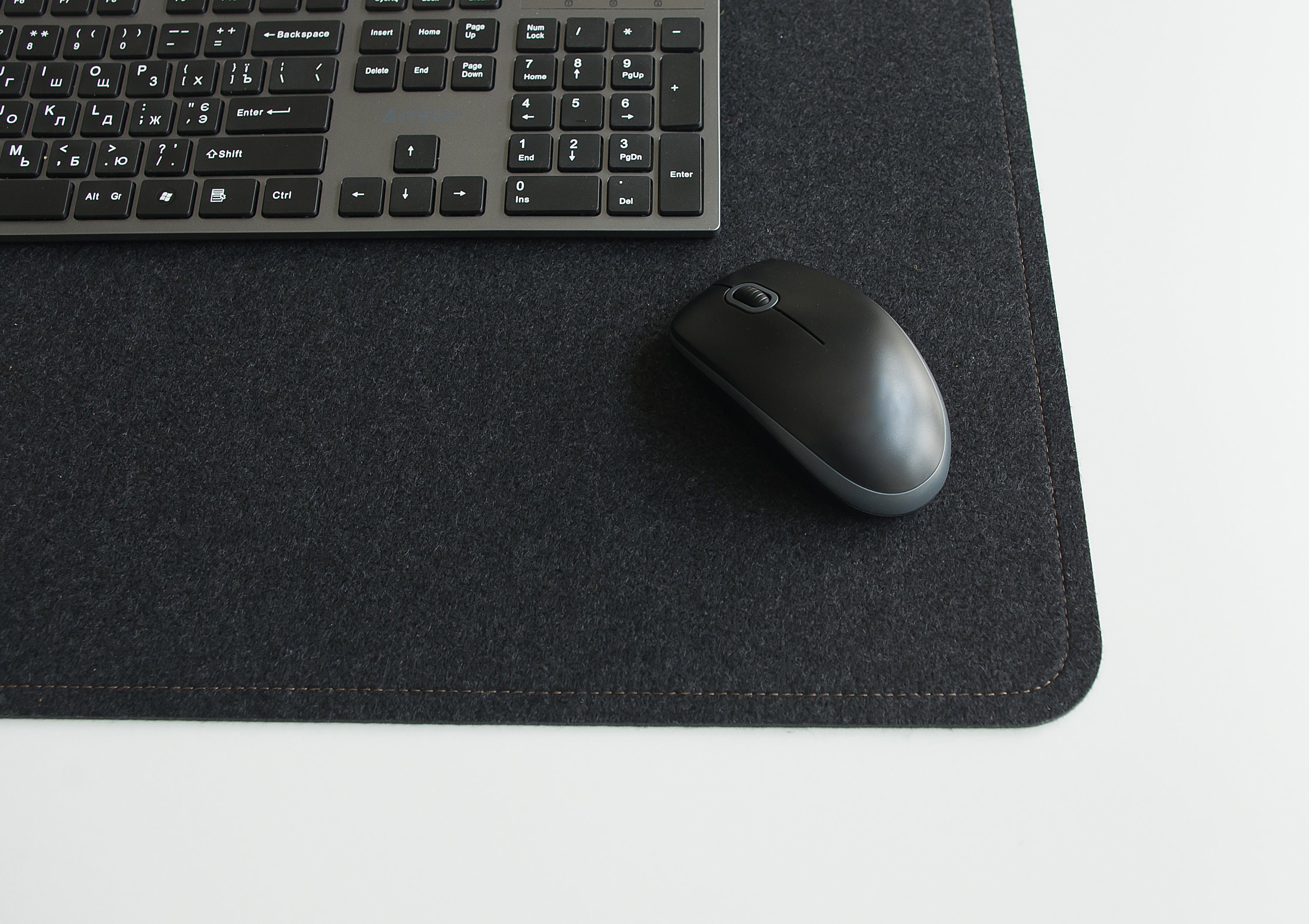 Felt and Leather Desk Mat / Desk Top Organizer Pad / Laptop | Etsy