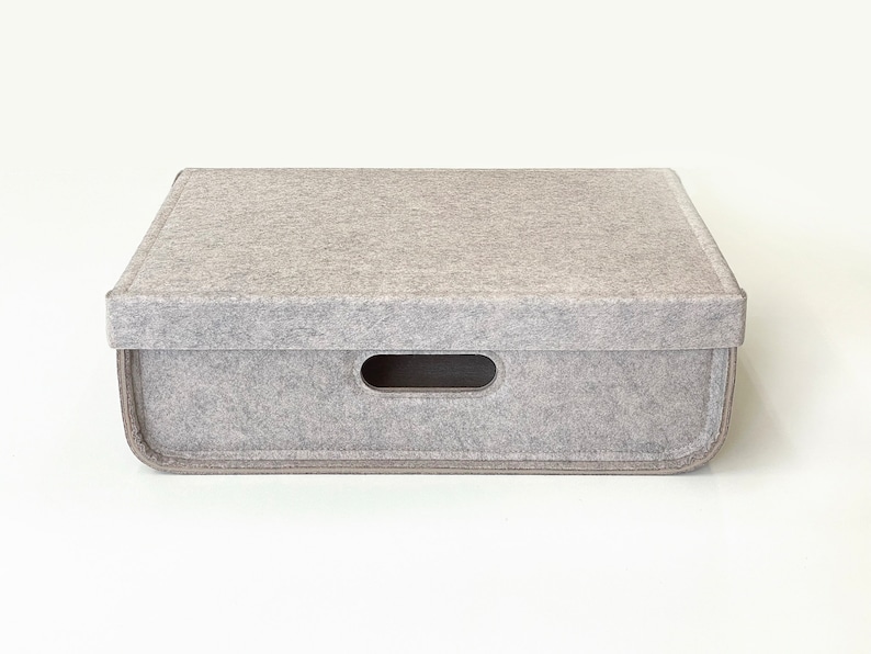 Storage Felt Bin With Lid/ Storage Box With Сut-out Handles/ Home ...