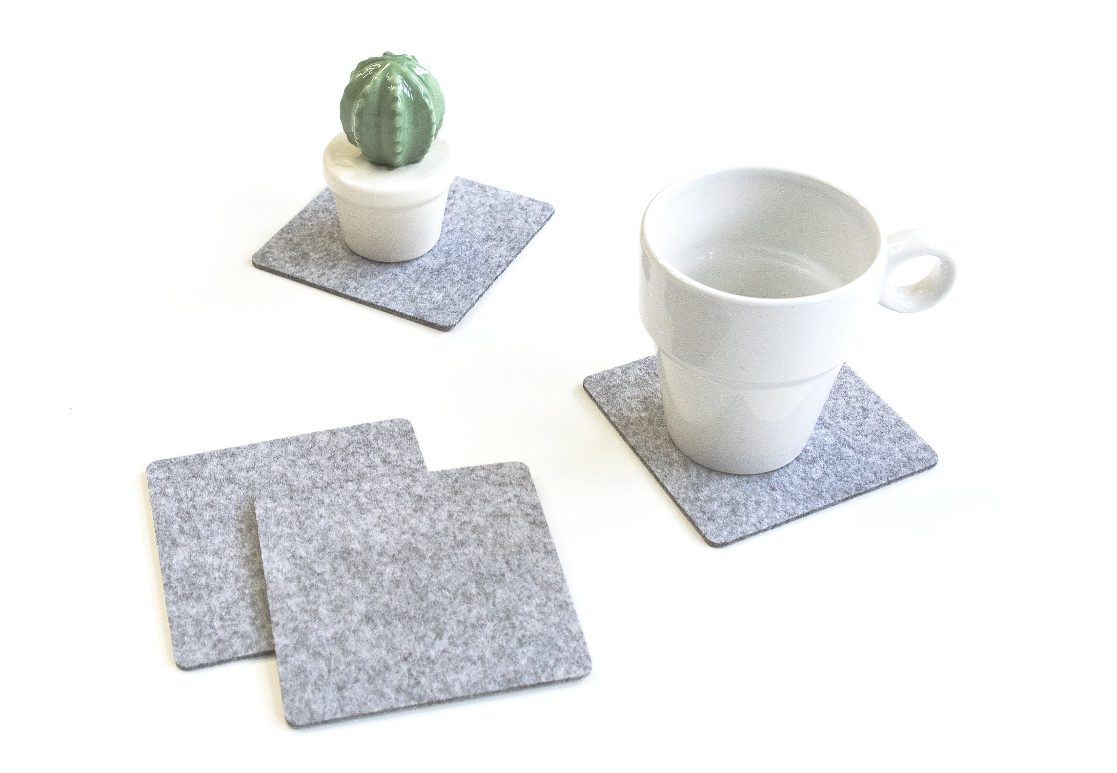 Square Coasters / Felt Coasters / Gray Minimal Decor / Simply | Etsy