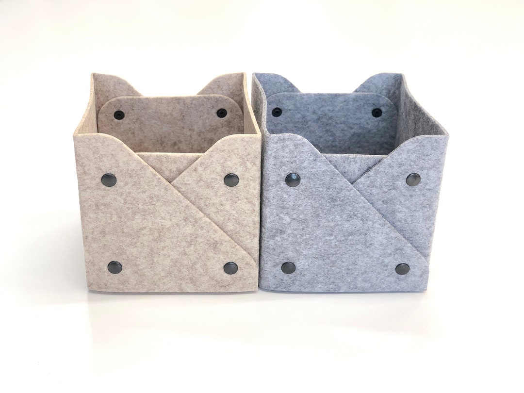 Storage Bin With Metal Buttons / Storage Box / Organizer / Collapsible ...