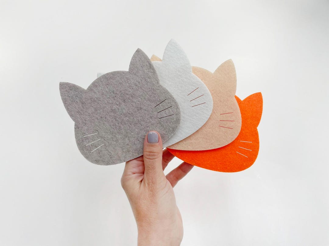Cute Cat Coasters / Gift for Cat Lovers / Cup Felt Coasters - Etsy