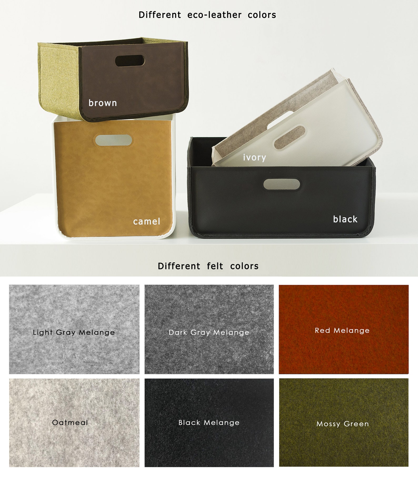Storage Bins From Vegan Leather Felt / Home Storage / - Etsy
