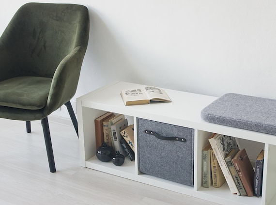 Storage Box With Leather Handles / Felt Basket 13x13x13 Fit - Etsy