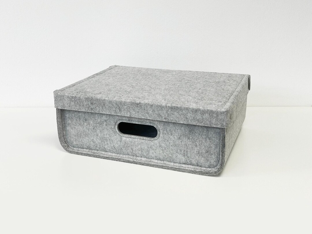 Storage Felt Bin With Lid/ Storage Box With Сut-out Handles/ Home ...