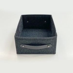 Drawer Box With a Leather Handle / Felt Storage Bin / Low Storage Box ...