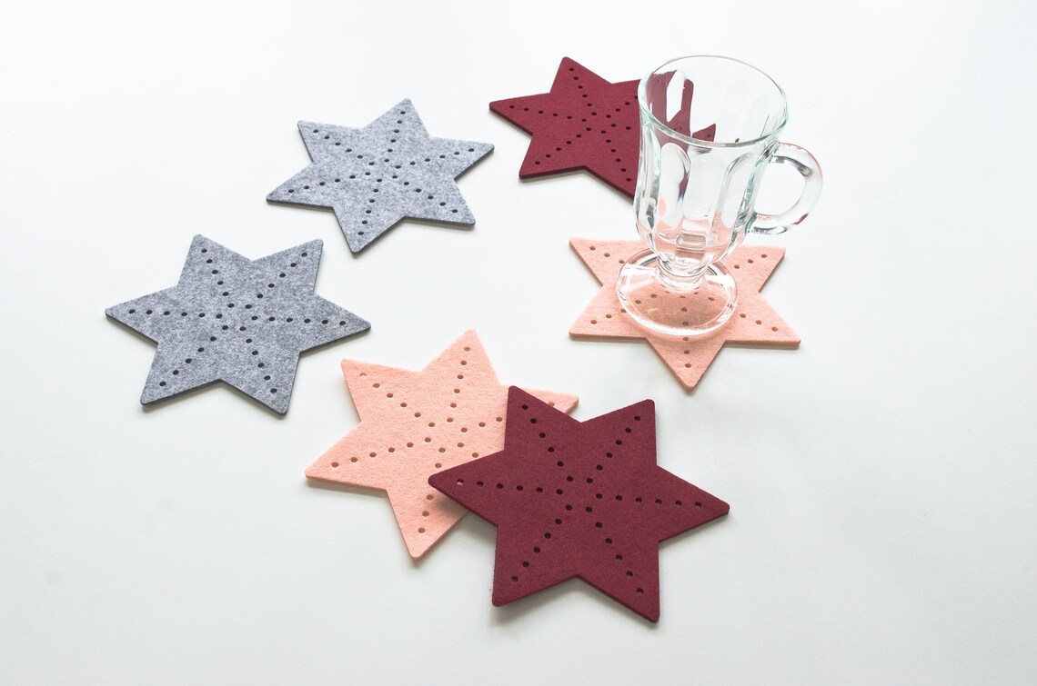 Stars Coasters / Set Felt Coasters / Christmas Decoration / | Etsy
