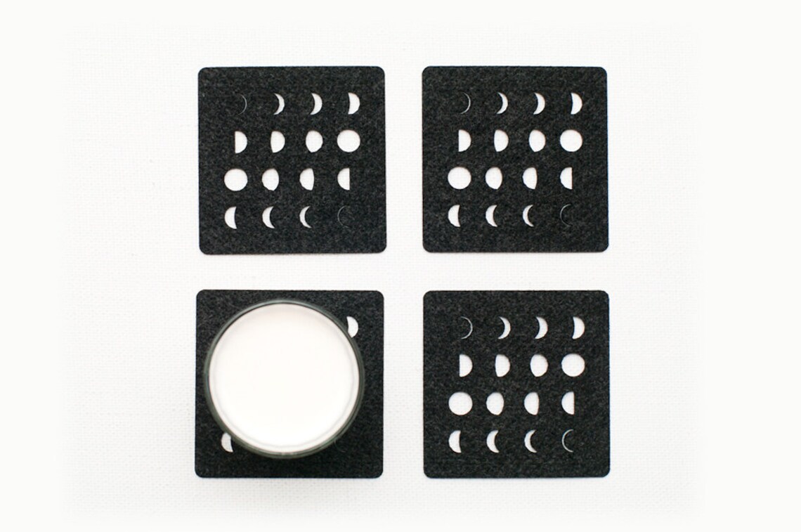 Set of 4 Coasters / Set of 6 Coasters / Moon Phases / Felt - Etsy