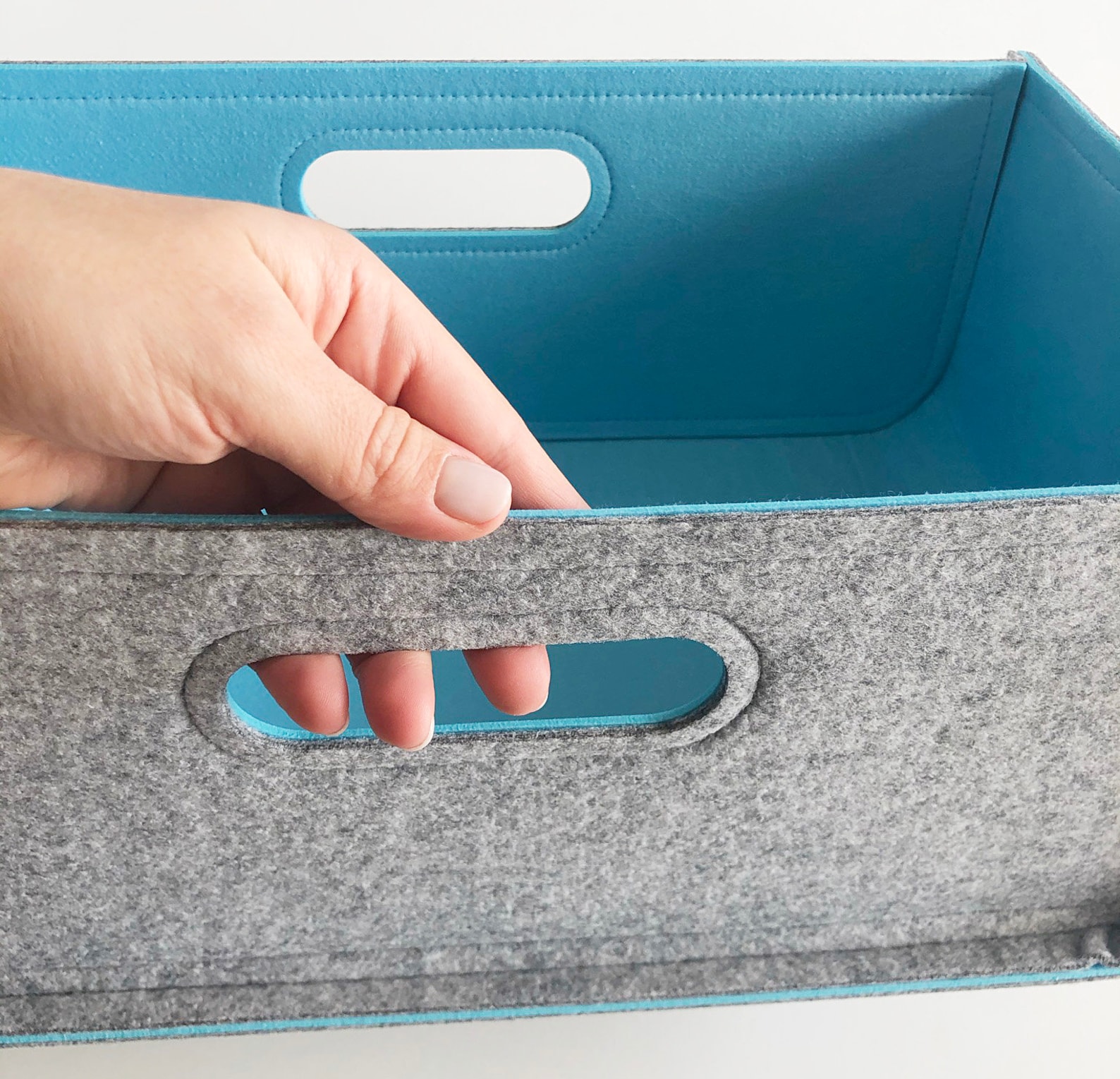 Felt Storage Basket/ Light Gray + Color Inside Storage Bin/ Clothes ...