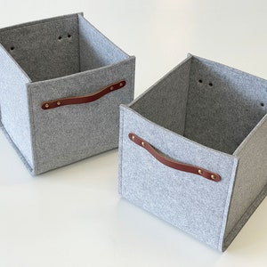 Felt Storage Box With Leather Handles/ Modern Organizer for Kallax and ...