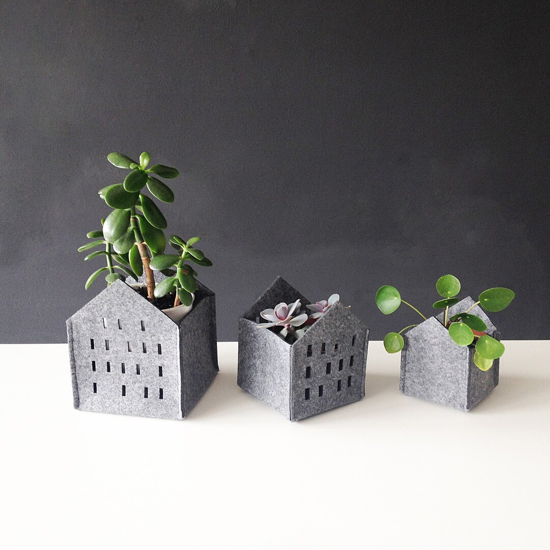 Set of Modern Case for Planters / Felt Houses / Plant Pot / Succulent ...