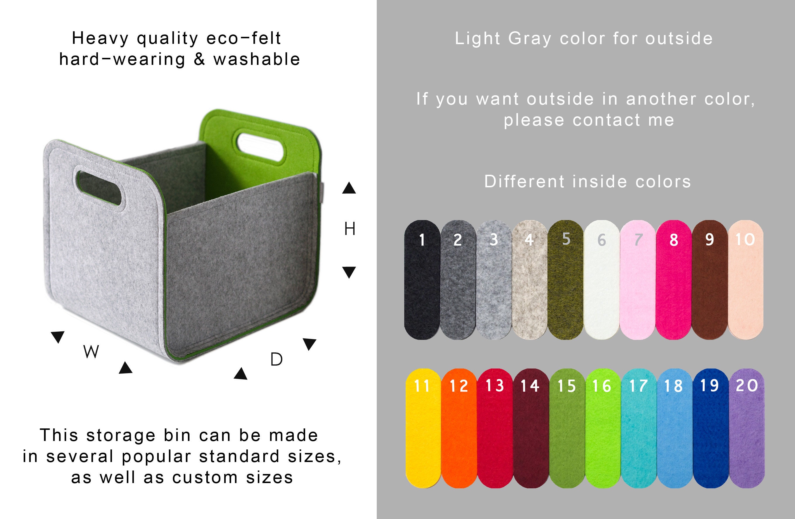 Light Gray and Colorful Felt Storage Bin / Household Storage / - Etsy