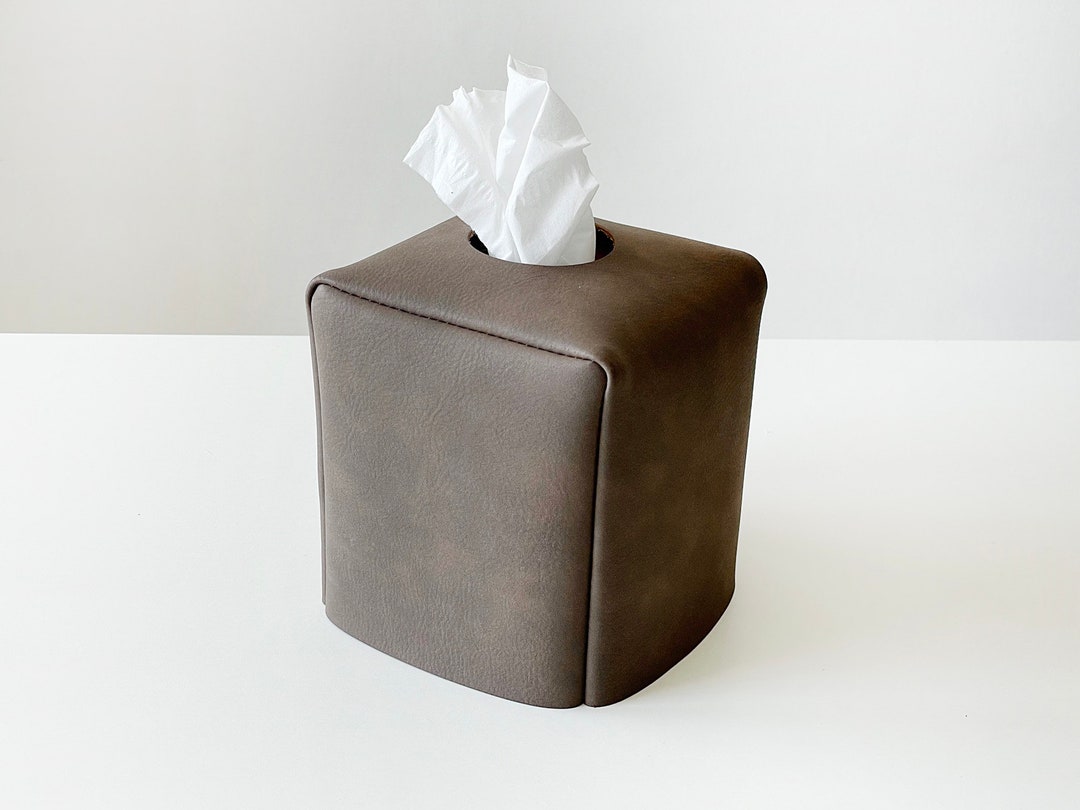 Tissue Box Cover Square / Vegan Leather Tissue Box Cover / - Etsy