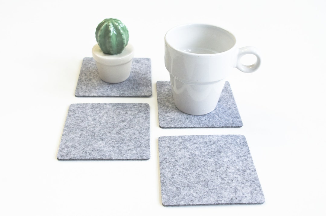 Square Coasters / Felt Coasters / Gray Minimal Decor / Simply Coasters ...