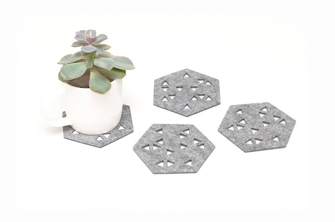 Hexagon Coasters / Felt Coasters / Set of 4 Coasters / Set of 6 Hexagon ...