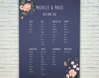 Blue seating chart DIY seating plan blue seating plan DIY | Etsy