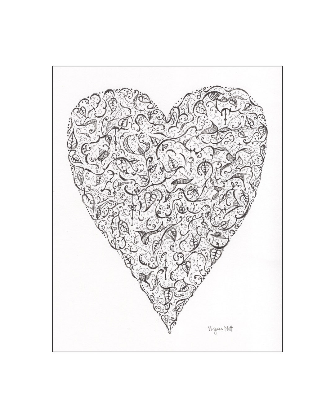 Whimsical Heart Art Print, Whimsical Art, Whimsical Drawing, Victorian ...