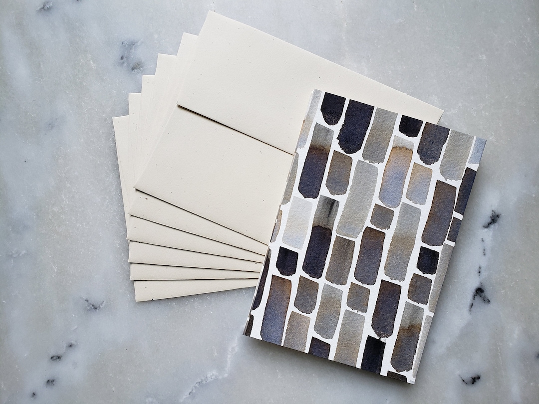 Handmade Dashes and Slashes Notecards Set of 6, Handpainted - Etsy