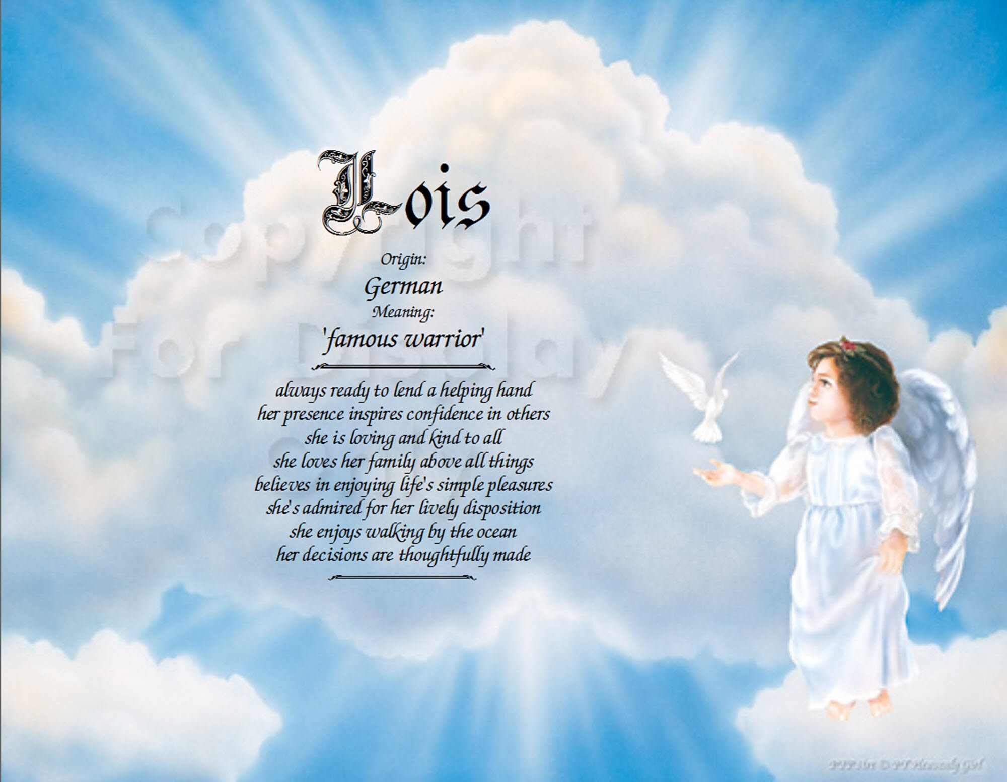 heavenly-girl-first-name-meaning-photo-art-personalized-8-5-x-etsy